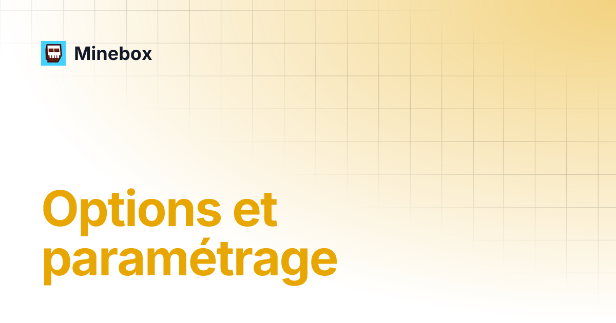 Options et paramétrage | Minebox